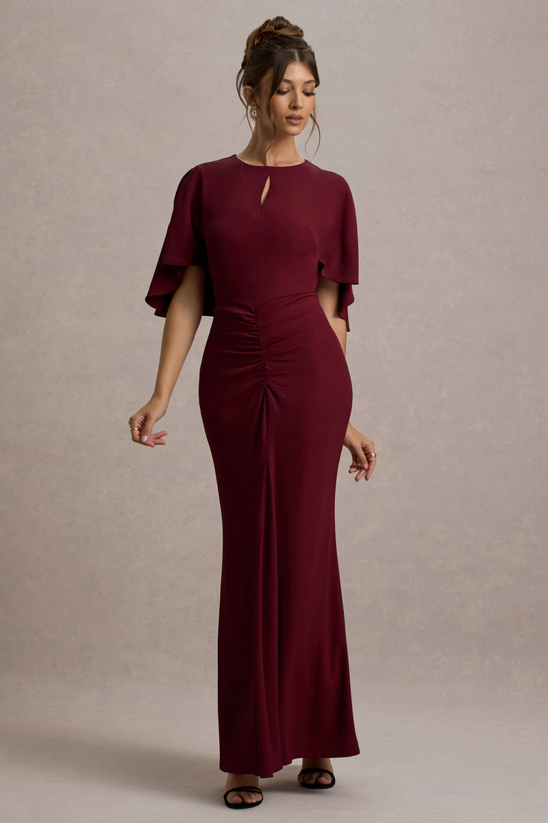 Allison Berry High-Neck Maxi Dress With Cape – Club L London - SA